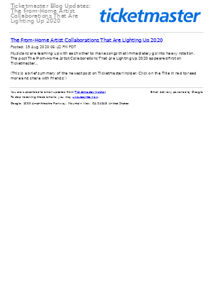 Ticketmaster email marketing strategy - MailCharts